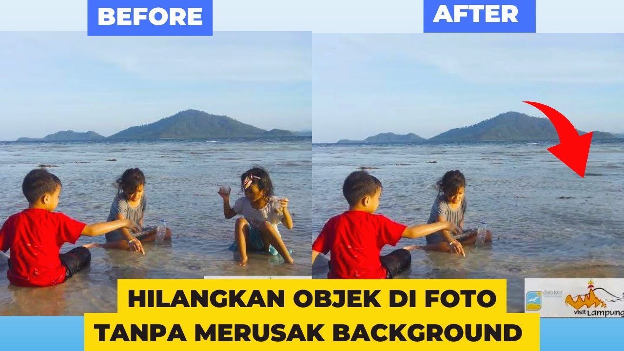 Cara menghilangkan objek di foto tanpa merusak background - YouTube