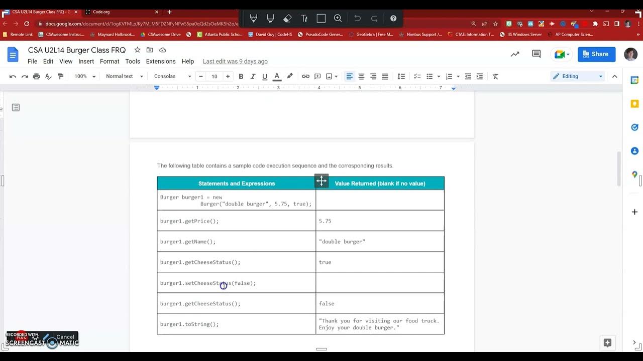 Code org CSA Unit 2 Lesson 14 FRQ Practice - YouTube