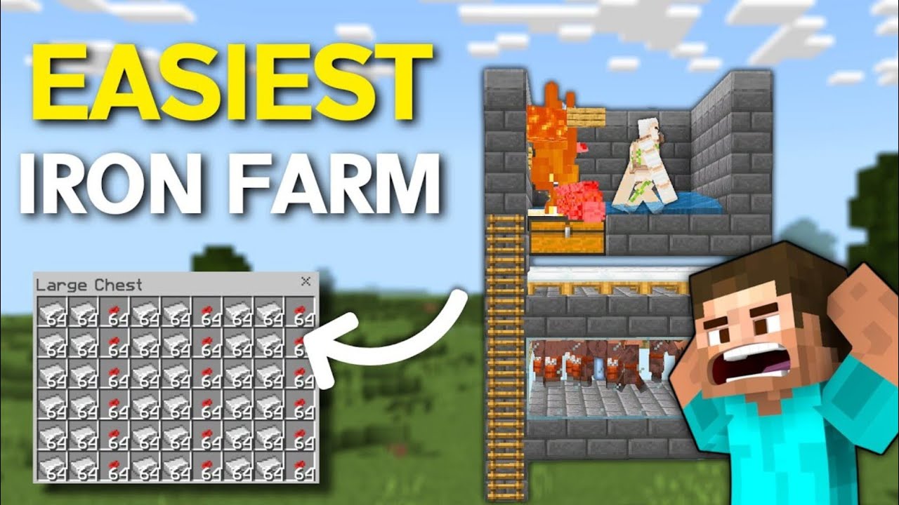 I AM BUILD A INFINITE IRON FARM IN MINECRAFT PE - YouTube