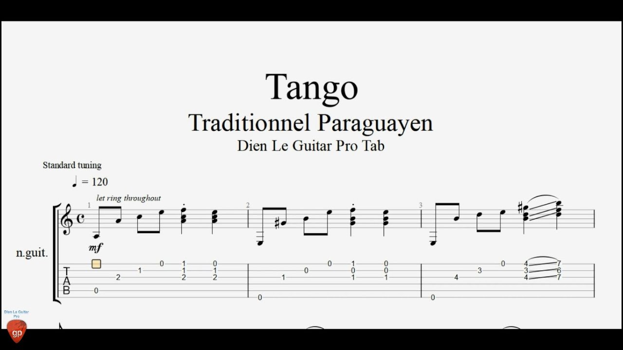 Tango (Traditionnel Paraguayen) - Guitar Tutorial + TAB - YouTube