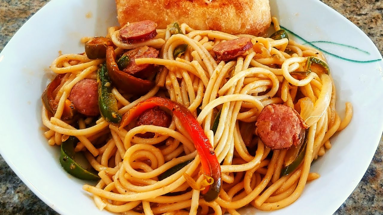 Lo Mein Recipe( with spaghetti noodles and sausage)//Quick dinner//Easy ...