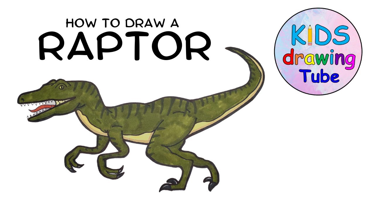 DRAWING FOR KIDS - How to draw a Raptor | Dinosaur - Easy - YouTube