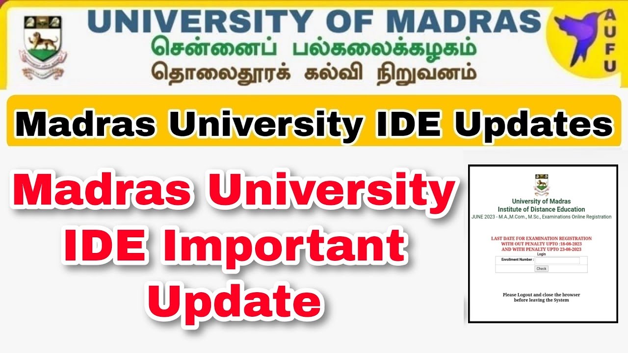 Madras University IDE June 2023 Exam Updates 👍 - YouTube