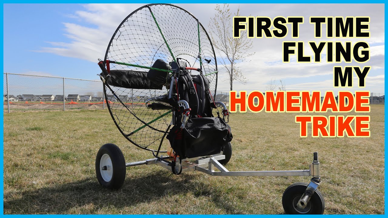 First time flying Paramotor with a homemade trike - YouTube
