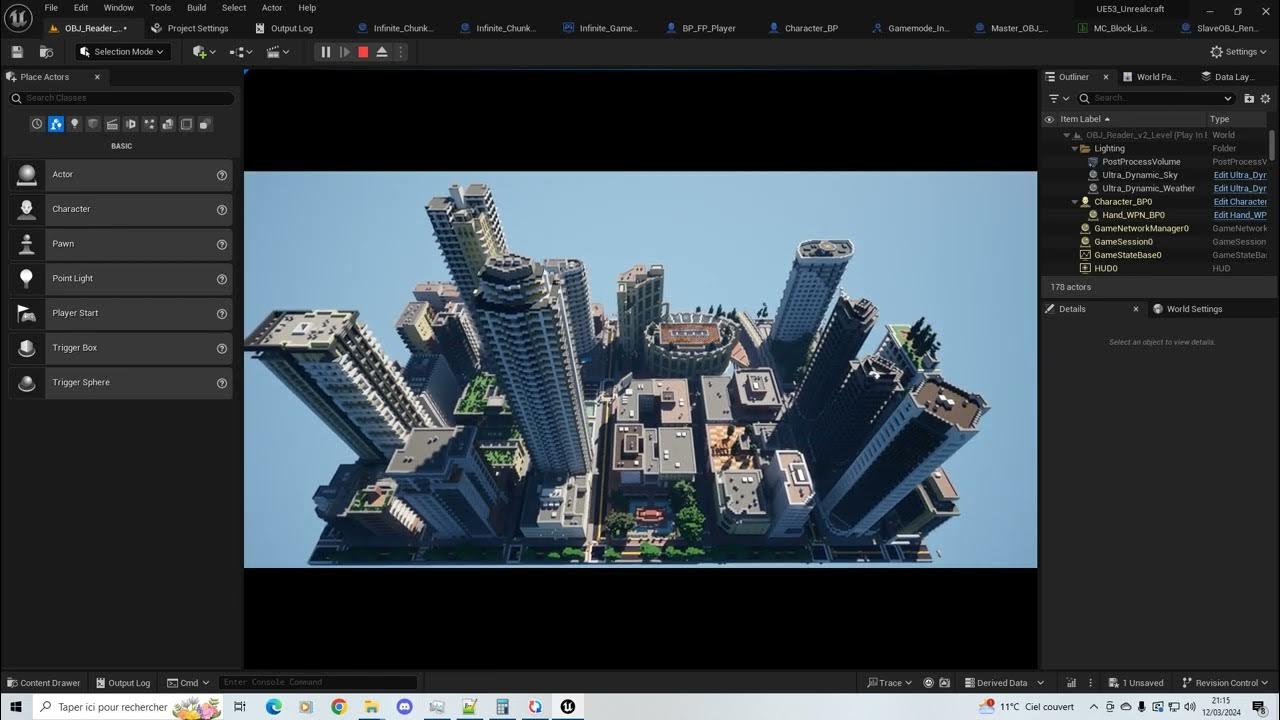 UnrealCraft Infinite - A voxel world in Unreal Engine 5.3 : Mineways Map Import WIP2 - YouTube