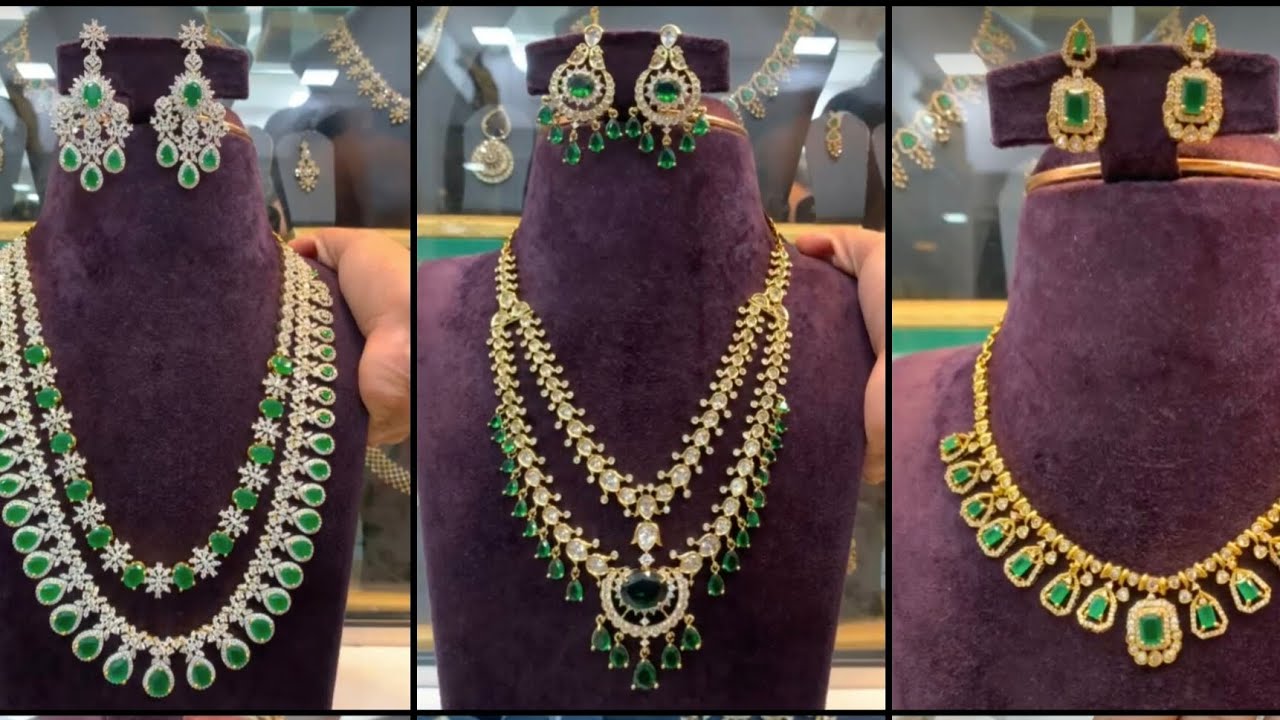 Beautiful Green Two Layer Diamond Replica Jewellery Collection ️ ...