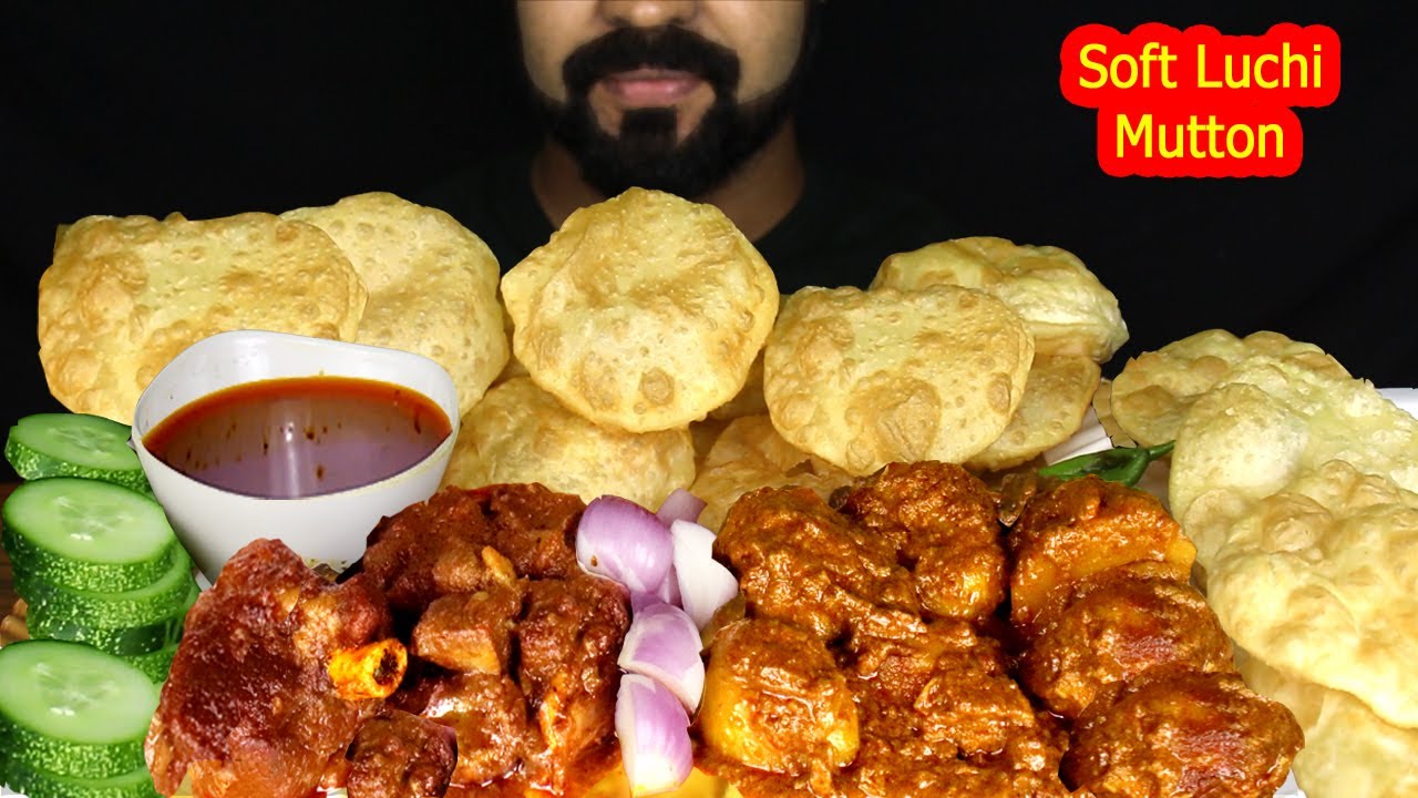 Eating Soft & Crispy LUCHI with MUTTON KOSHA and DUM ALOO | Mukbang ...