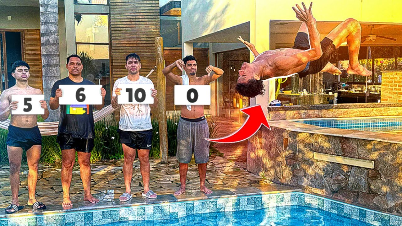 COMPETIÇÃO de SALTOS na PISCINA! 🤣🤣 - YouTube