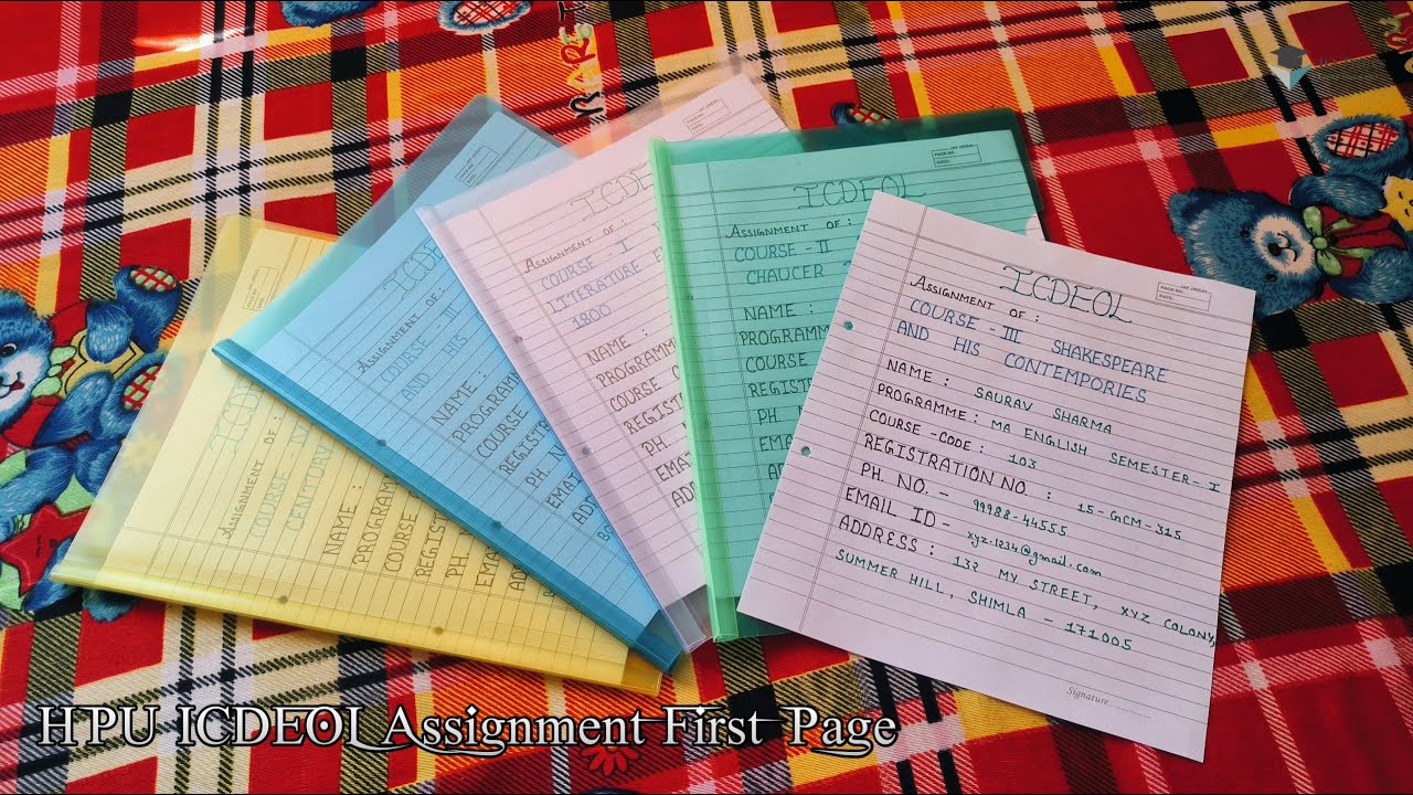 How to make HPU Icdeol Assignment First Page | Assignment Front Page ...