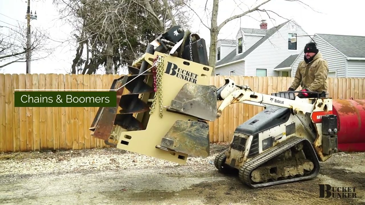 Mini Skid Loader Attachment Rack | Bucket Bunker - Auger MINI - YouTube