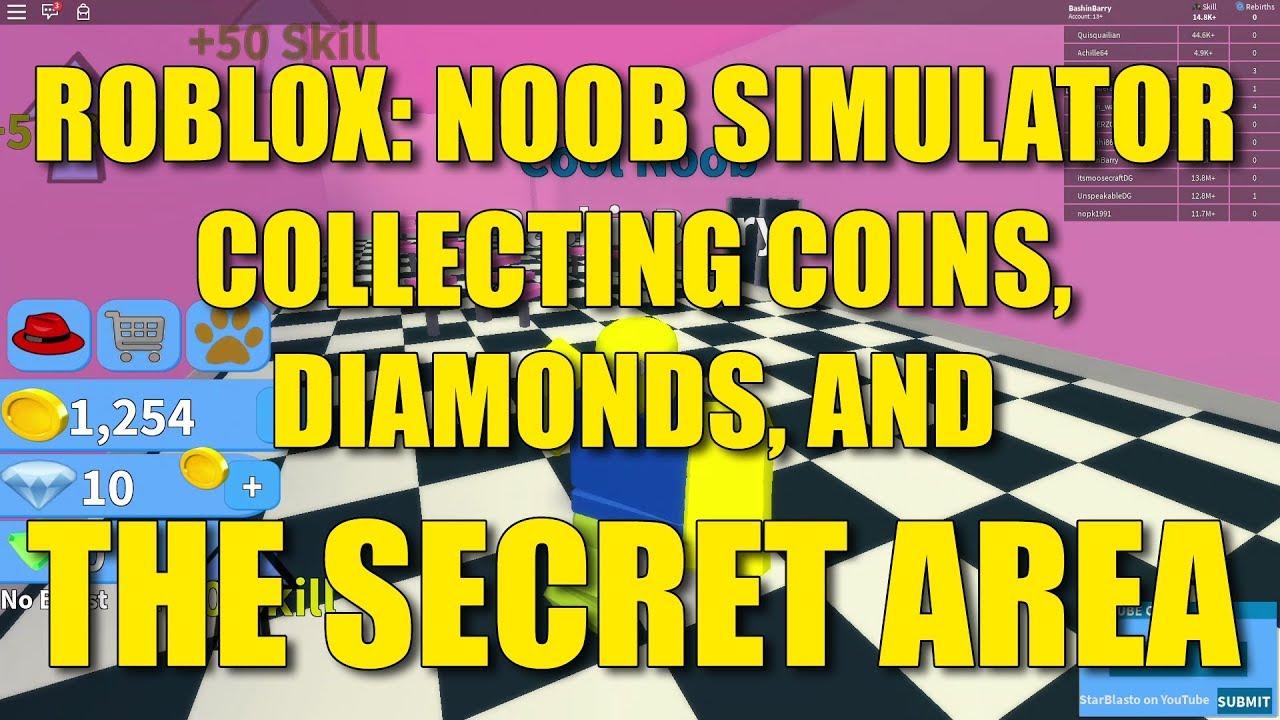 Roblox Noob Simulator Coin Collecting and Secret Area - YouTube
