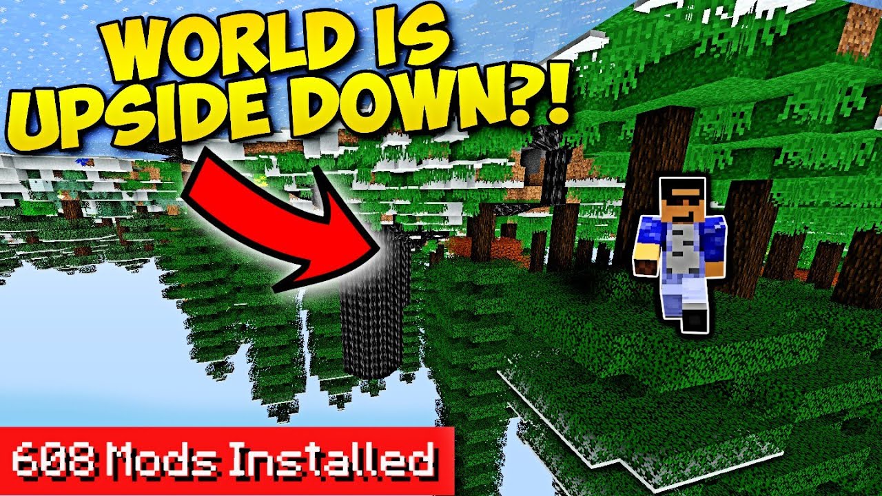 Largest Minecraft Modpack But The World Is UPSIDE DOWN - YouTube
