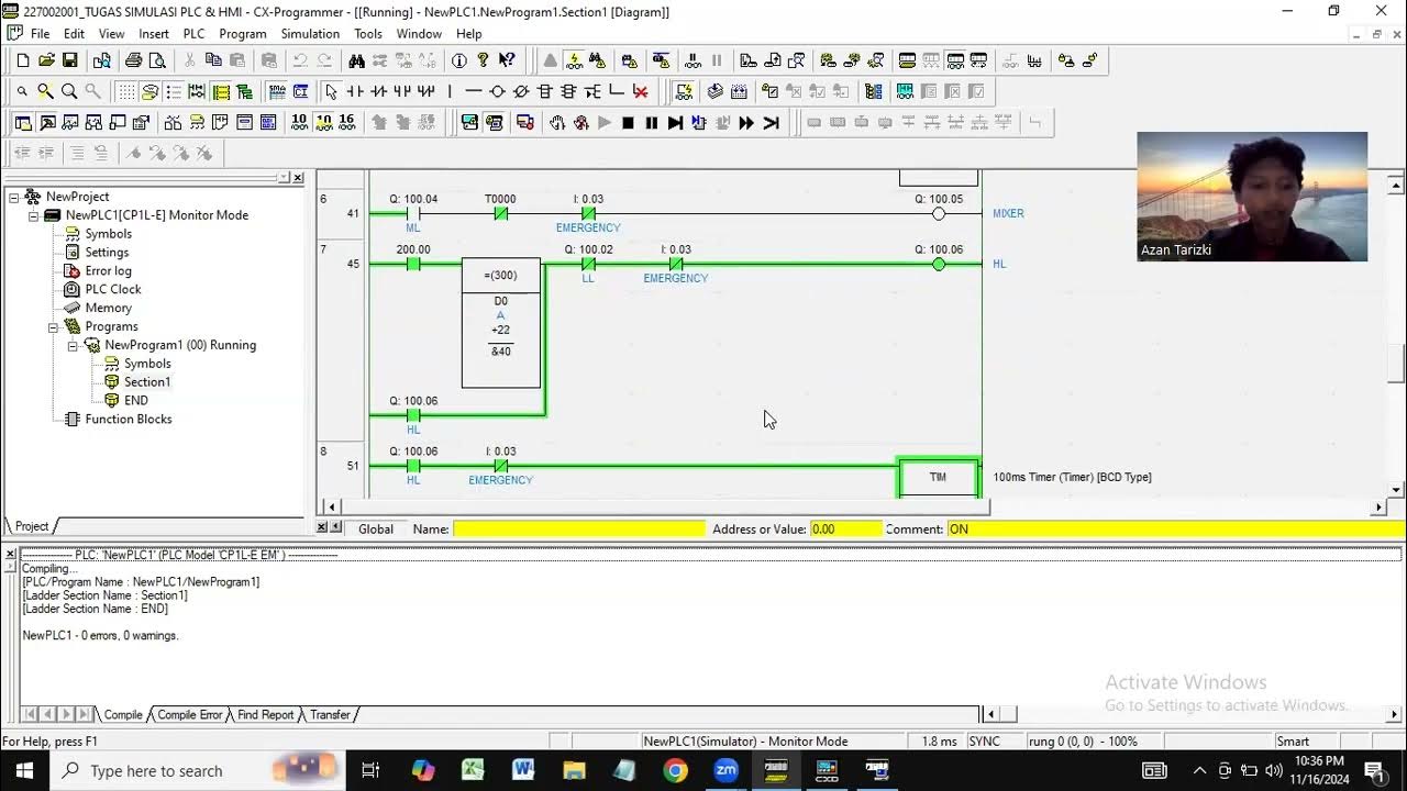 Tugas Video Simulasi PLC dan HMI, 227002001_Azan Tarizki_Kelas B - YouTube