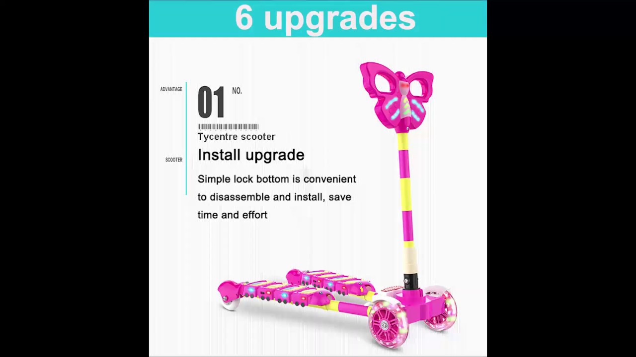 SS4158, Four wheel swing scooter in butterfly design - YouTube