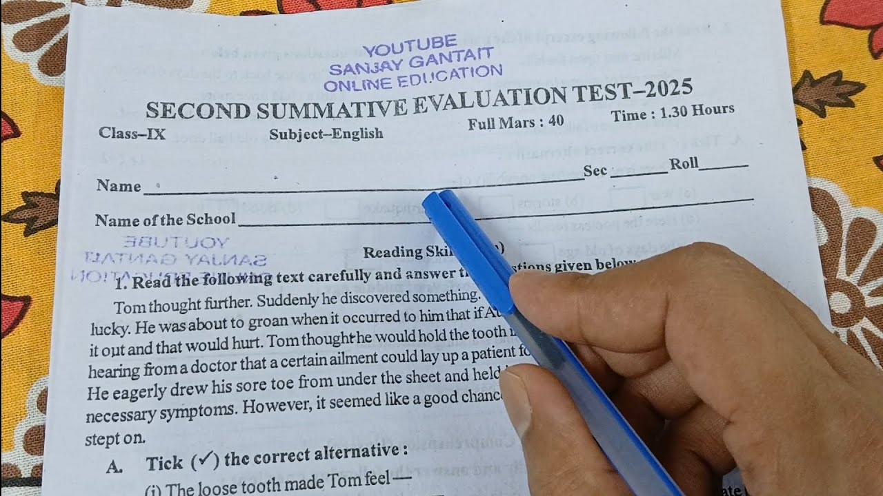class 9 english 2nd unit test question paper 2025 | class 9 english 2nd ...
