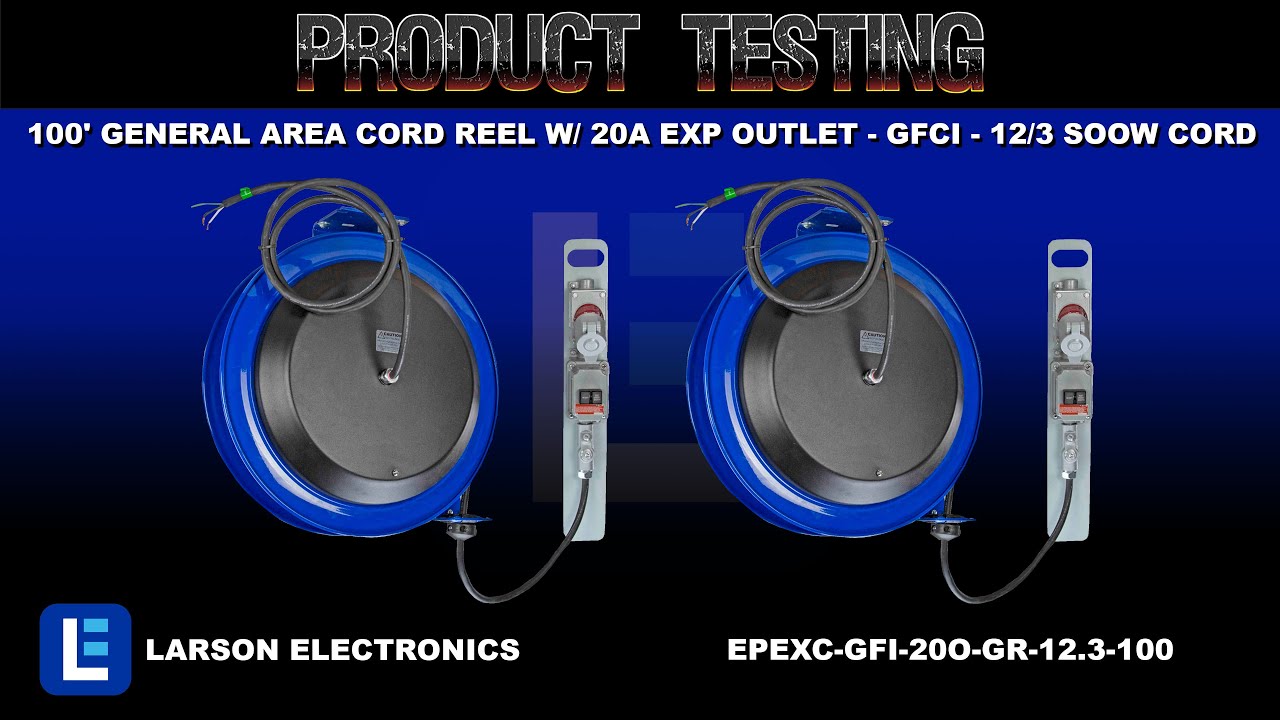 100' General Area Cord Reel w/ 20A EXP Outlet - GFCI - 12/3 SOOW Cord ...