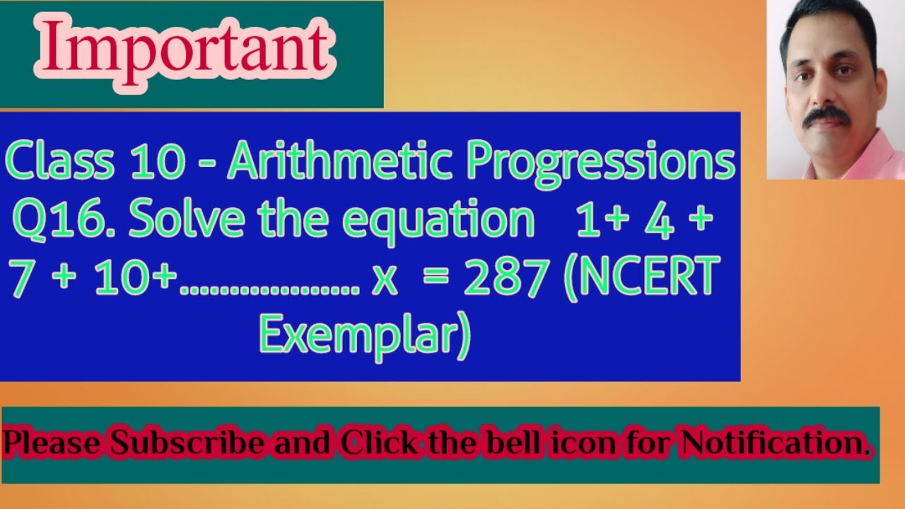 Classes for Mathematics - Class 10 - Arithmetic Progressions - YouTube