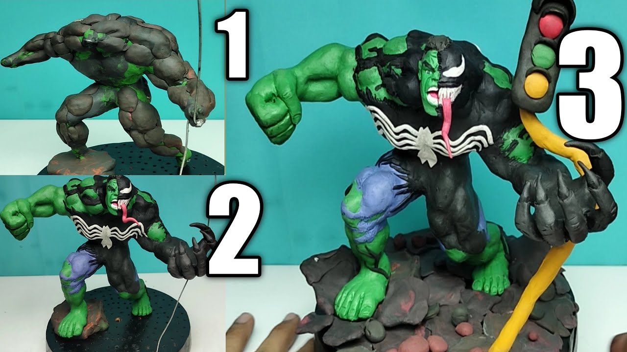 Hulk becomes Venom sculpt with clay/ Creds Clay - YouTube
