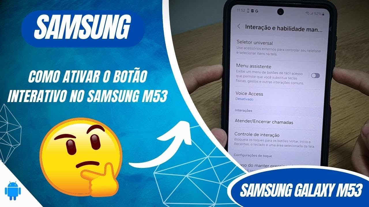 Como ativar o botão interativo no Samsung M53 - Passo a passo - YouTube