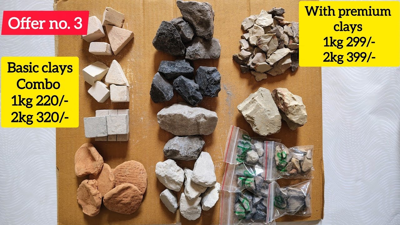 10 type Basic clays mix 1kg 220/- 2kg 320/-Take 10 type premium with it ...