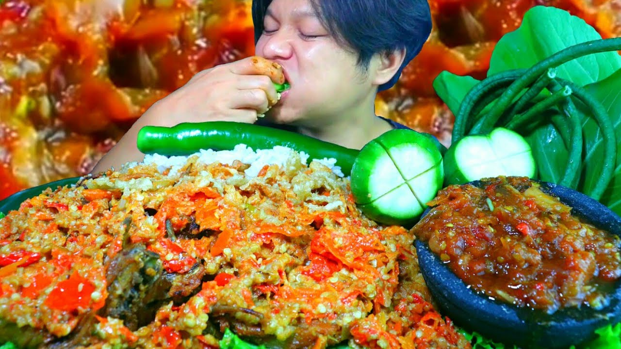 MUKBANG AYAM GEPUK PEDAS || EATING SPICY CHICKEN GEPUK || MUKBANG ...