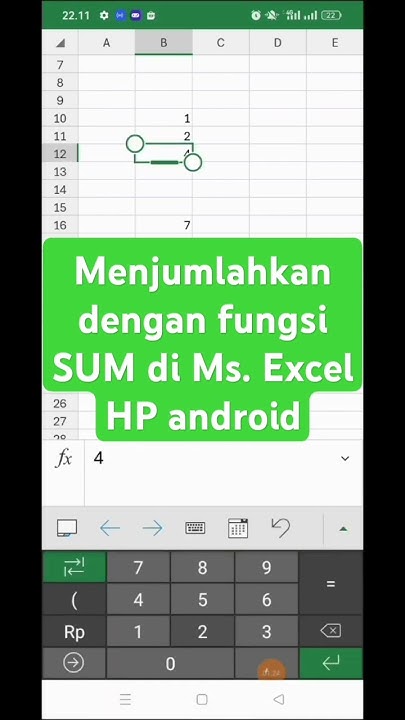 Menjumlahkan dengan fungsi SUM di Ms. excel android - YouTube
