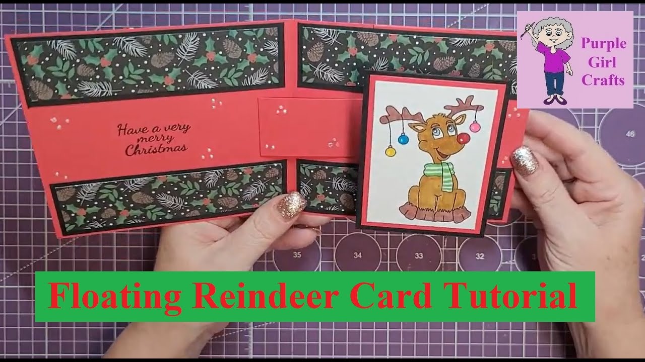 Floating Center Reindeer card tutorial - YouTube