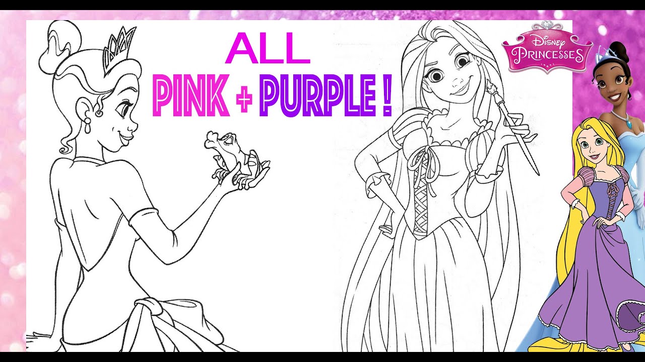 Disney Princess ALL Pink MAKEOVER Coloring Page & ALL PURPLE RAPUNZEL ...