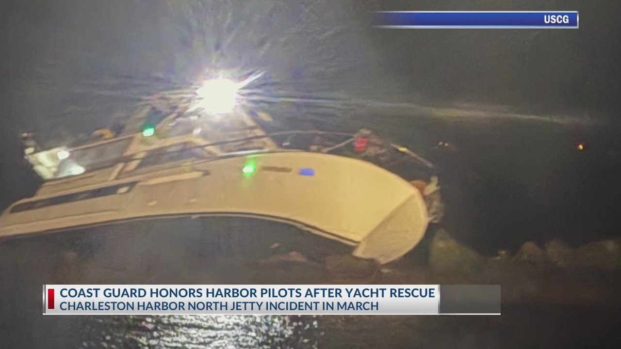 Coast Guard honors Harbor Pilots after yacht rescue - YouTube