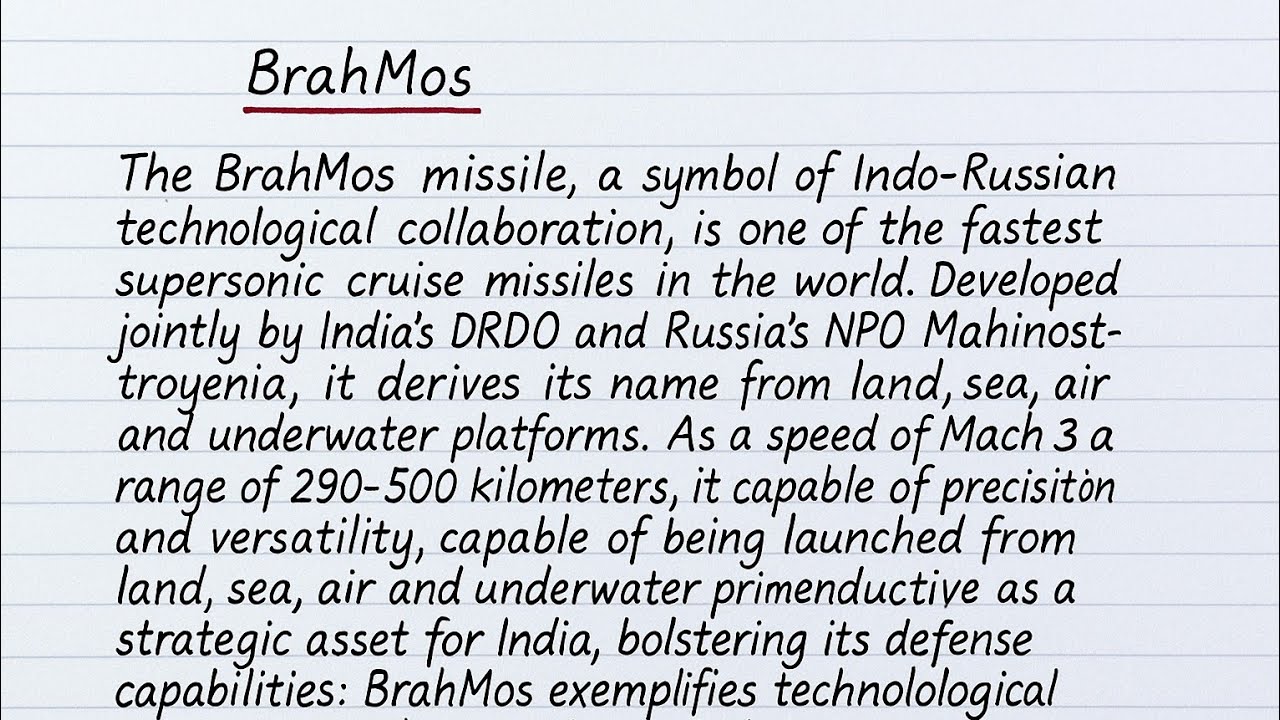 Paragraph Writing on Brahmos Missile || Short Essay Writing on Brahmos ...