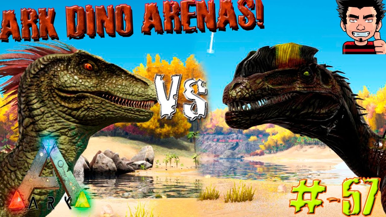 ARK Survival Evolved Dilo Alpha VS Raptor batalla dinosaurios arena ...
