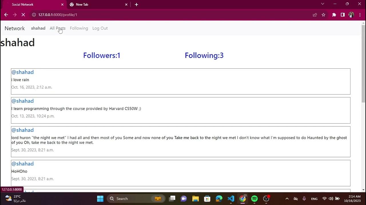 Project 4: Network |CS50's Web programming with python & java script - YouTube