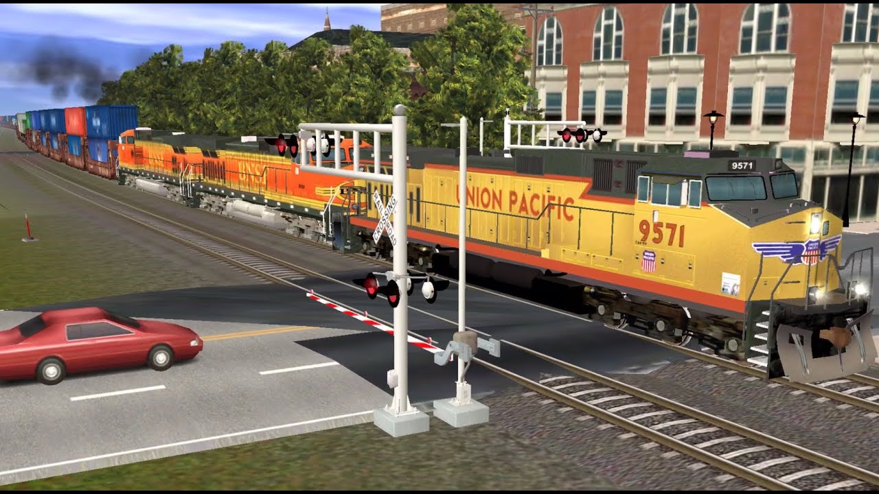 Trainz simulator 2 : Union Pacific Intermodal/trailer train. # ...