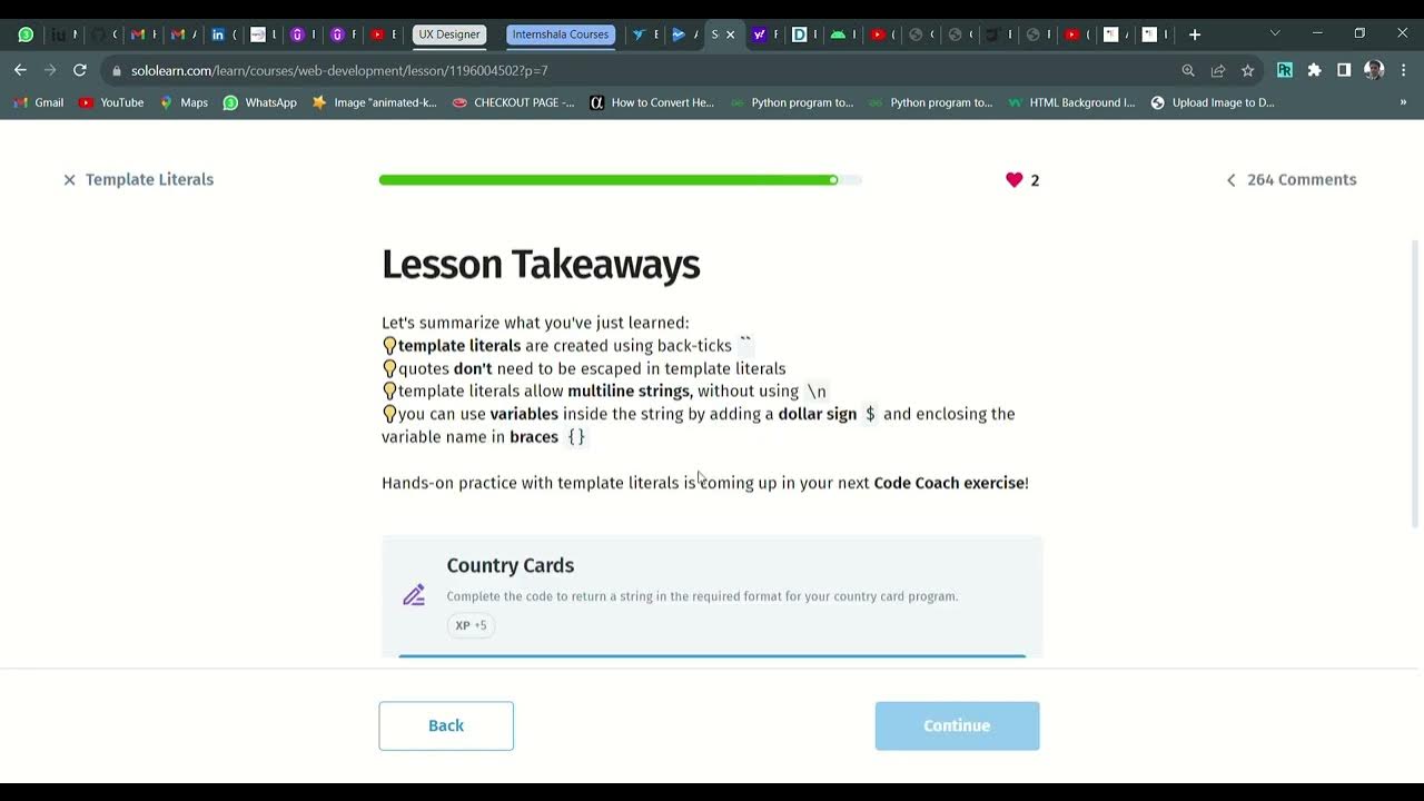 73 Template Literals | Web Development | Sololearn Answers - YouTube