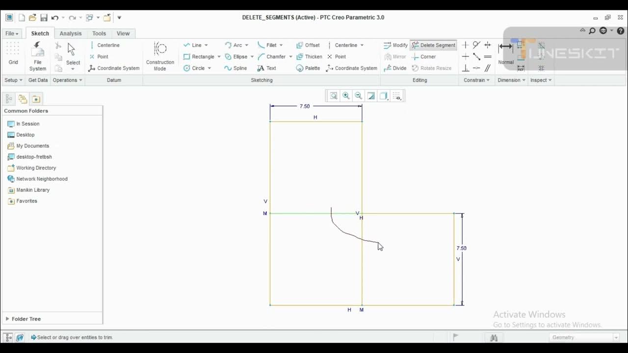 How to use Delete Segment Command in CREO, Delete Segment, Design tip & tricks, 2D Tools. - YouTube