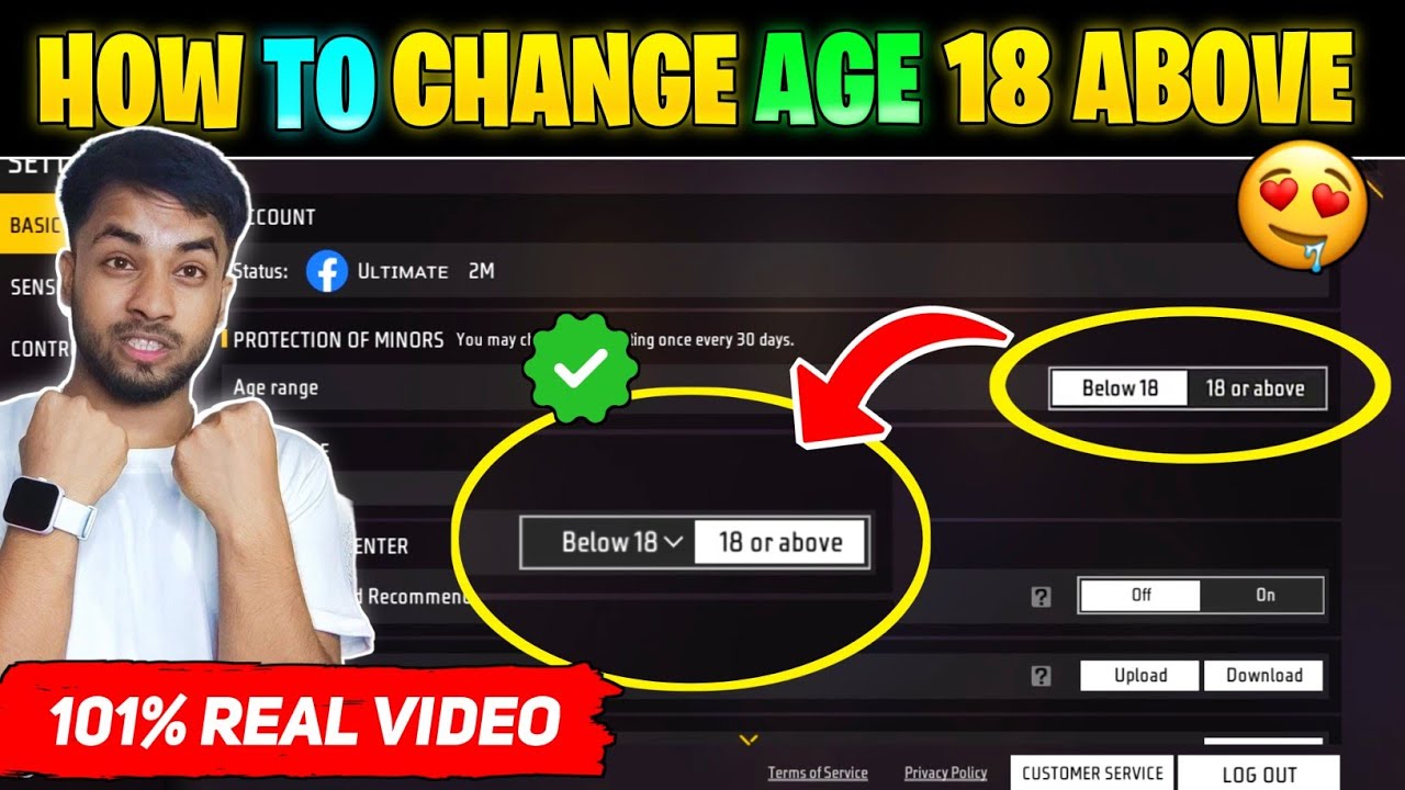 How To Change Age In Free Fire || Free Fire 18 Above Problem | Free ...