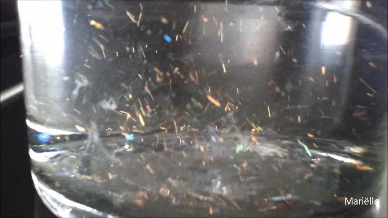 Colurful chemistry. Crystals in a Potassium iodide 0.1M solution ...