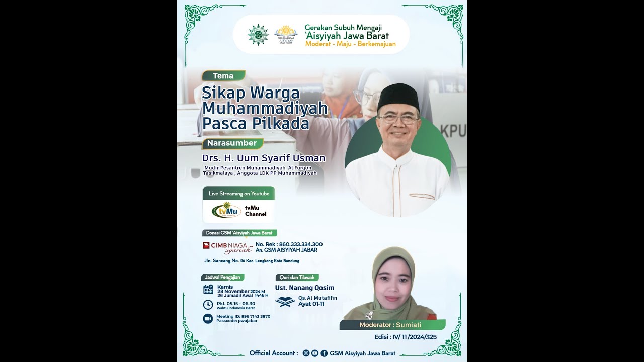 [LIVE] GSM | Sikap Warga Muhammadiyah Pasca Pilkada | Drs. H. Uum ...