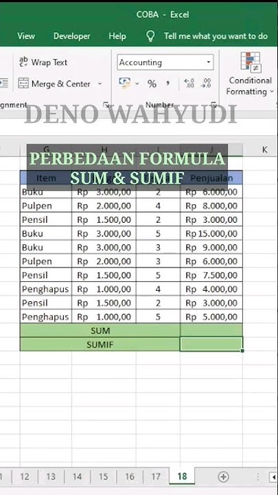 PERBEDAAN FORMULA SUM DAN SUMIF PADA EXCEL #excel #exceltips #exceltricks #exceltutorial - YouTube