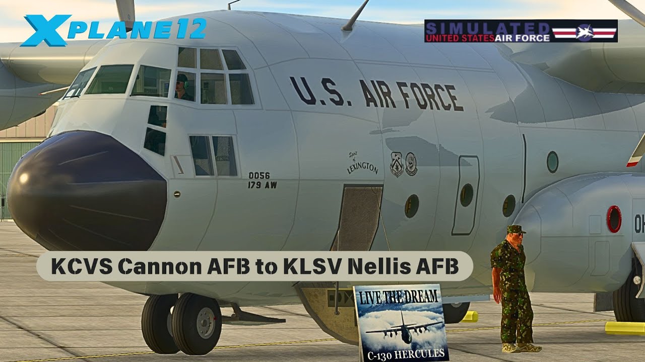 X-Plane 12.1.1 | Sim Air Force | KCVS Cannon AFB to KLSV Nellis AFB | x ...