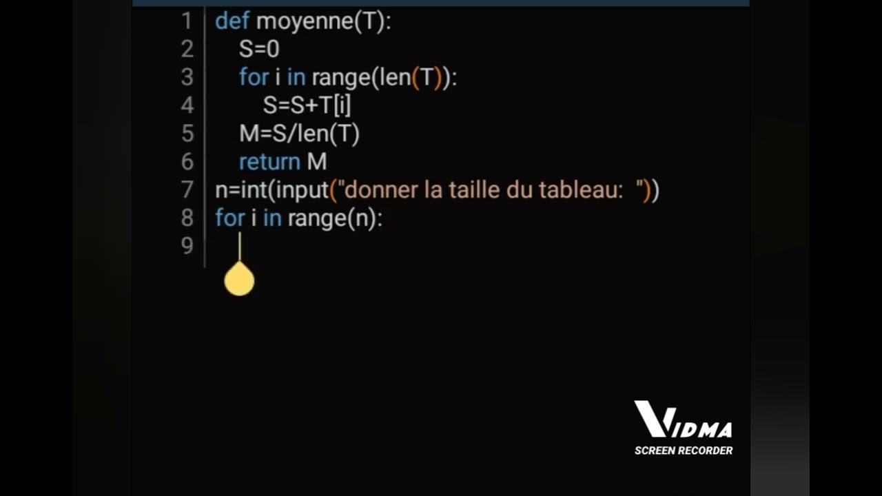 PYTHON: la moyenne des éléments d'un tableau. - YouTube
