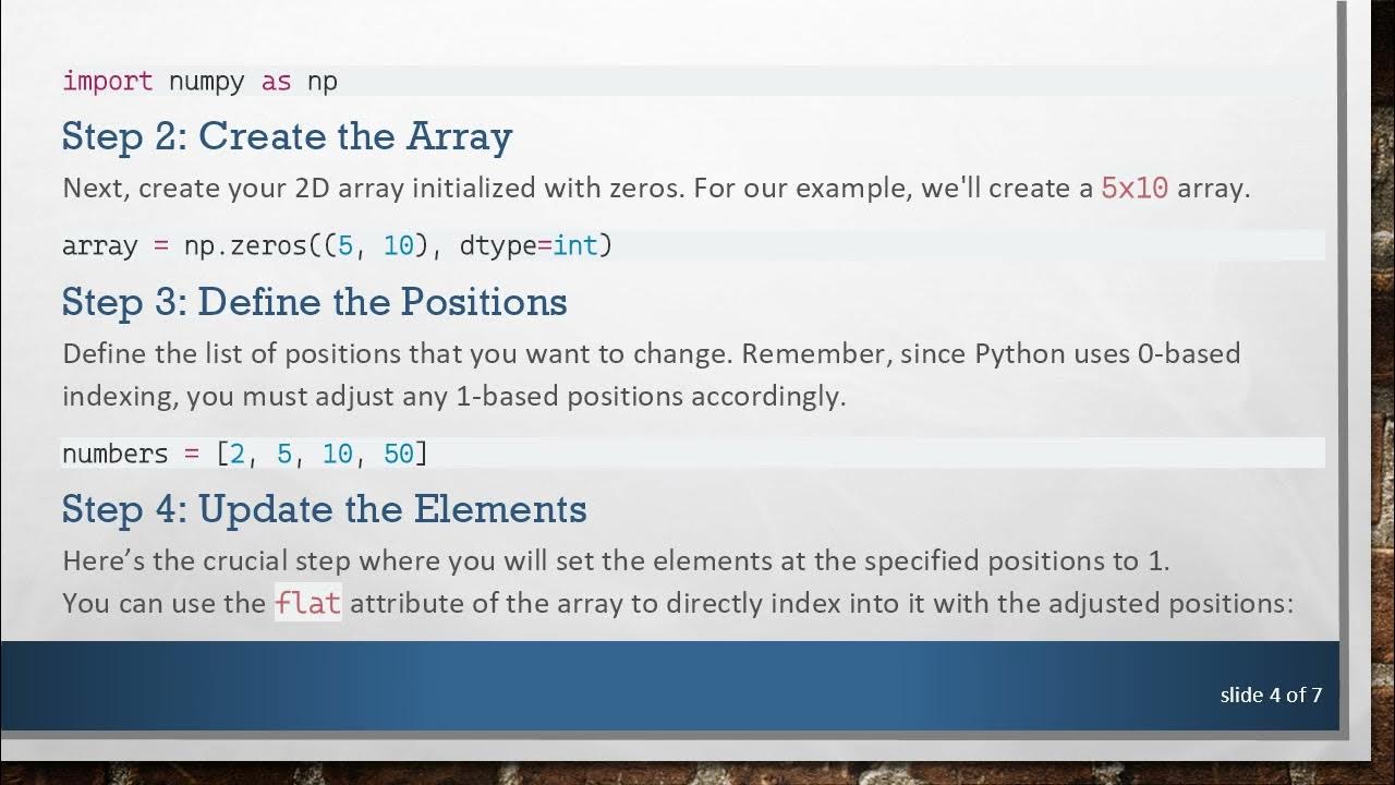 How to Set Specific Elements in a 2D Array Using NumPy - YouTube