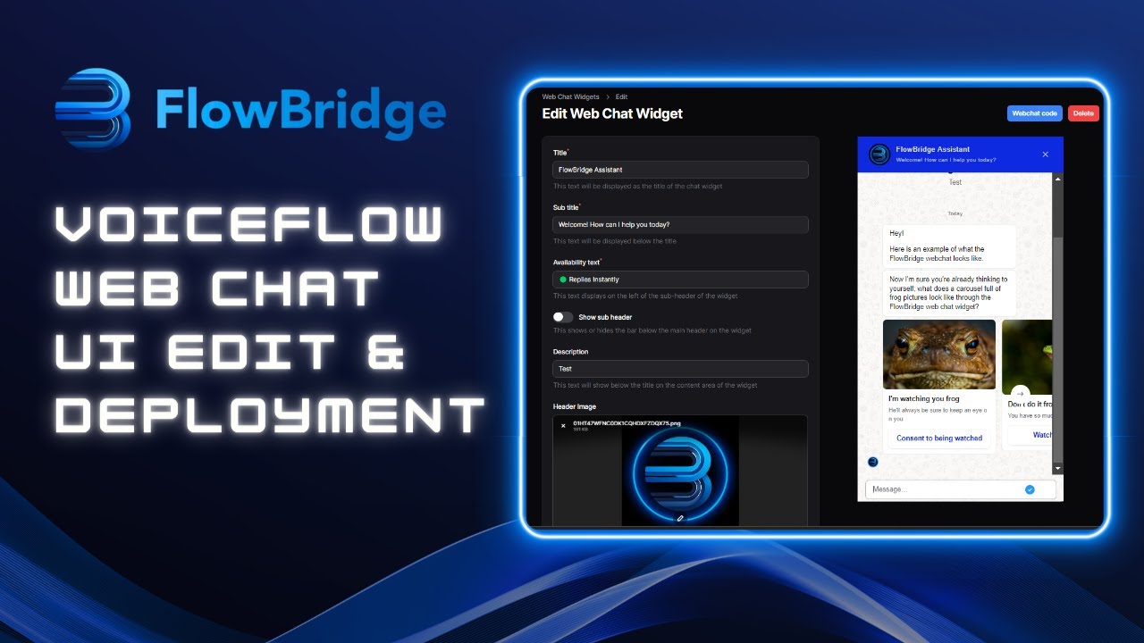 Advanced Voiceflow web chat edit and deployment - YouTube