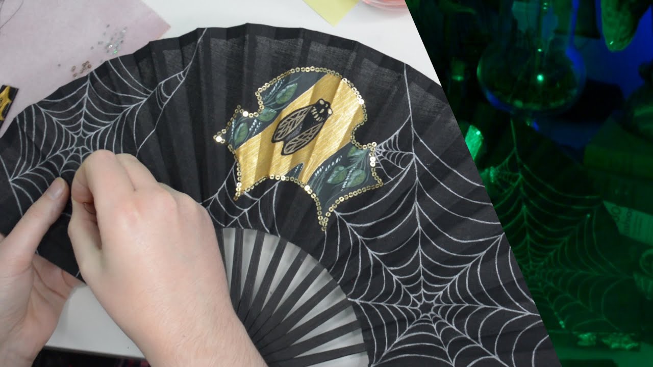 Making a Gothic Folding Fan // DIY Hand Fan Embellishment - YouTube