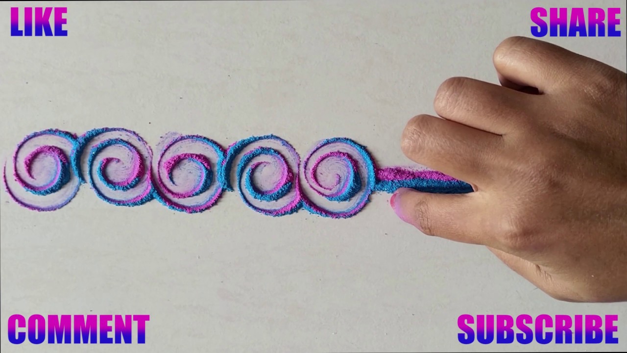 Magic finger border rangoli designs-5 | Quick Border rangoli designs ...