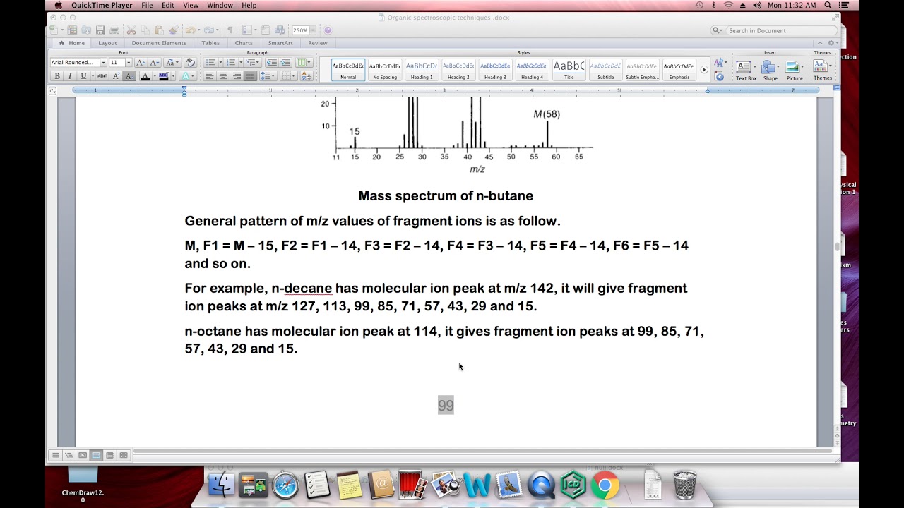 Mass fragmentation pattern of alkanes - YouTube