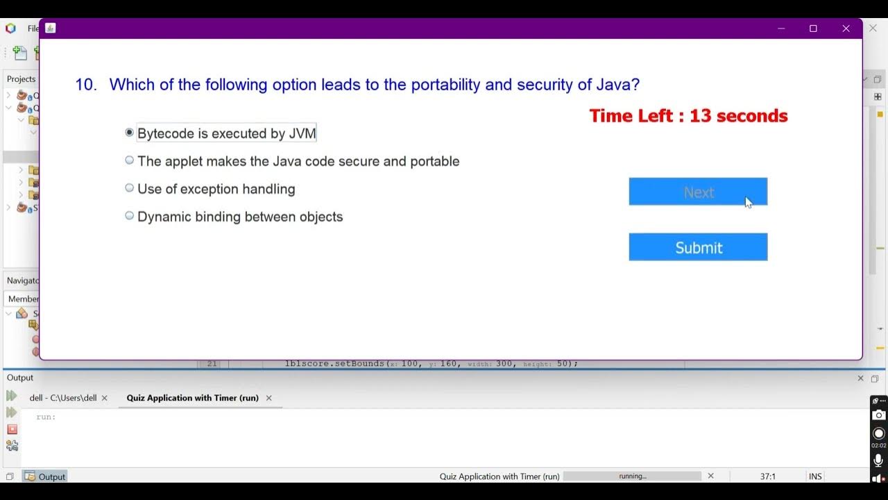 Java Quiz Application with Timer | AWT and Swing Project | Apache Netbeans IDE - YouTube