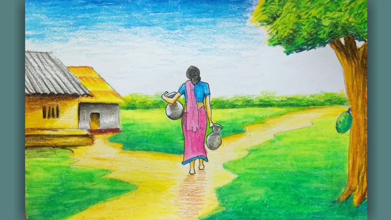 how to draw natural scenery step by step // প্রাকৃতিক দৃশ্য অংকন ...