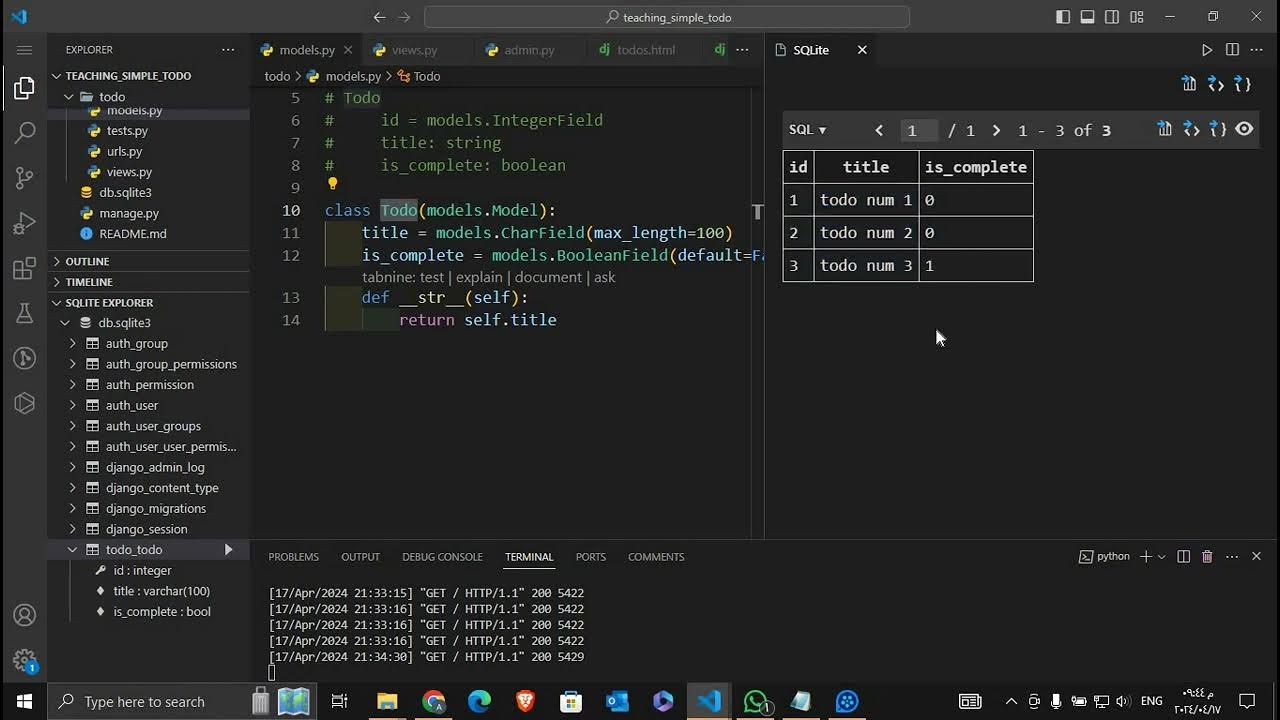 django 8 sqlite extention - YouTube