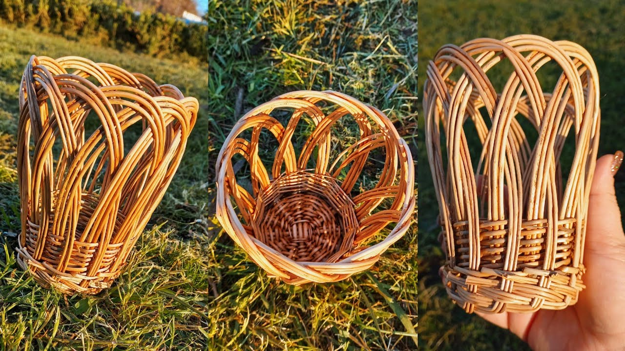 The steps of weaving a cylindrical basket with an attractive window ...